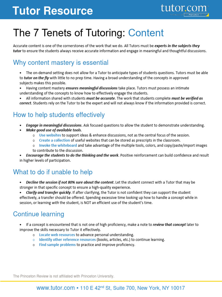 7 Tenets Content | PDF | Expert | Understanding