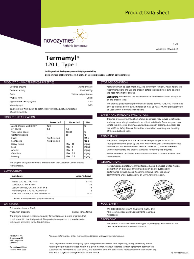 Termamyl 120 L Type L | PDF