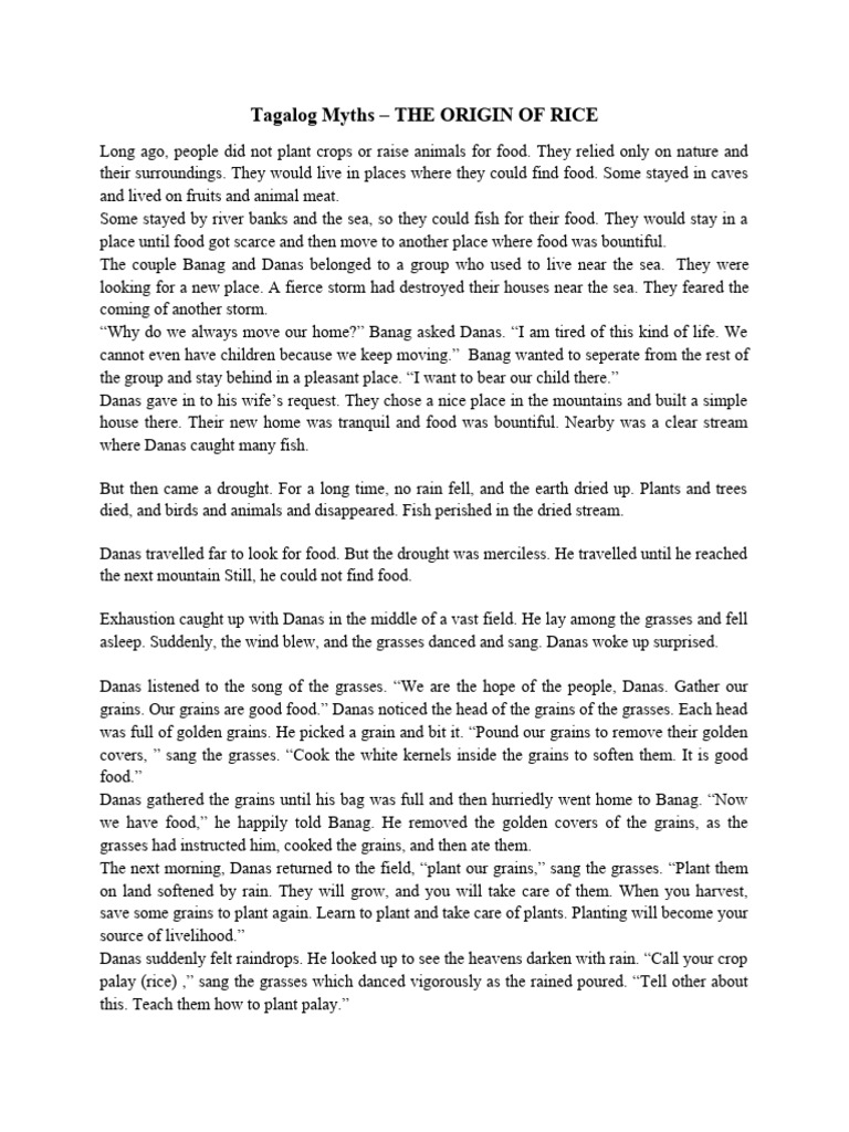 The Legend of Malakas and Maganda | PDF | Cereals