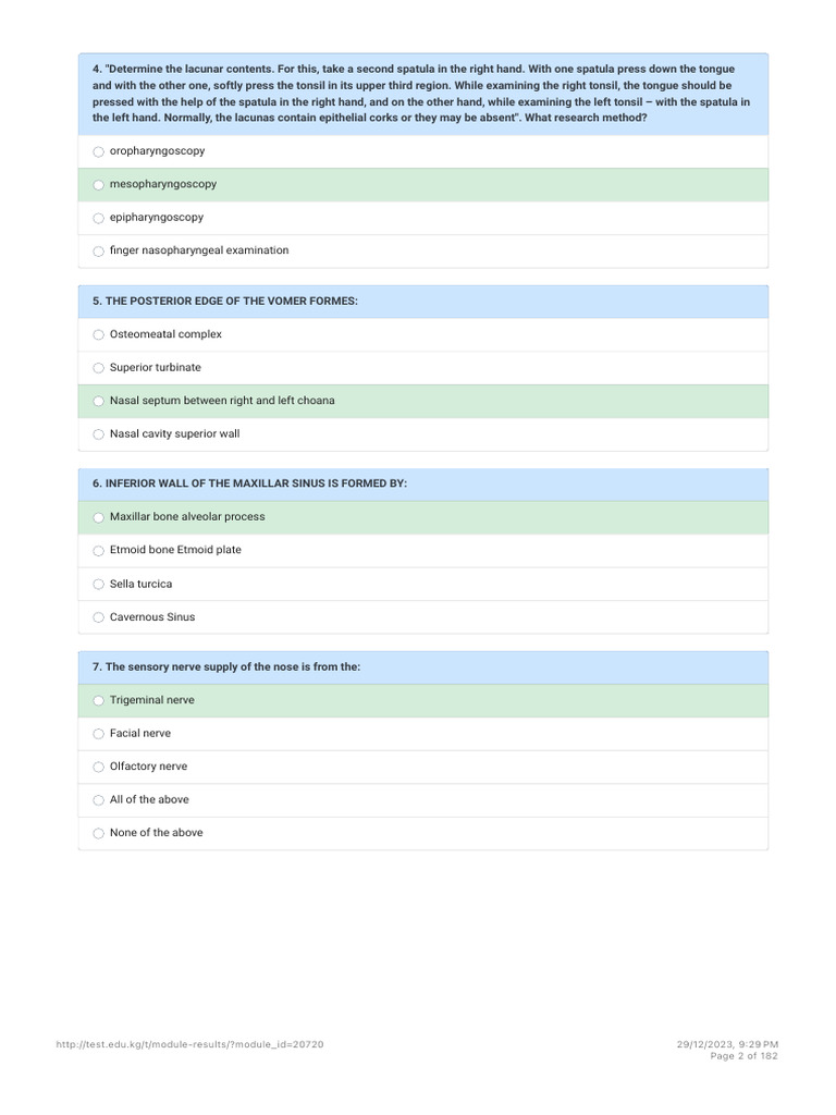 Ent Exam 2023 | PDF | Human Nose | Ear