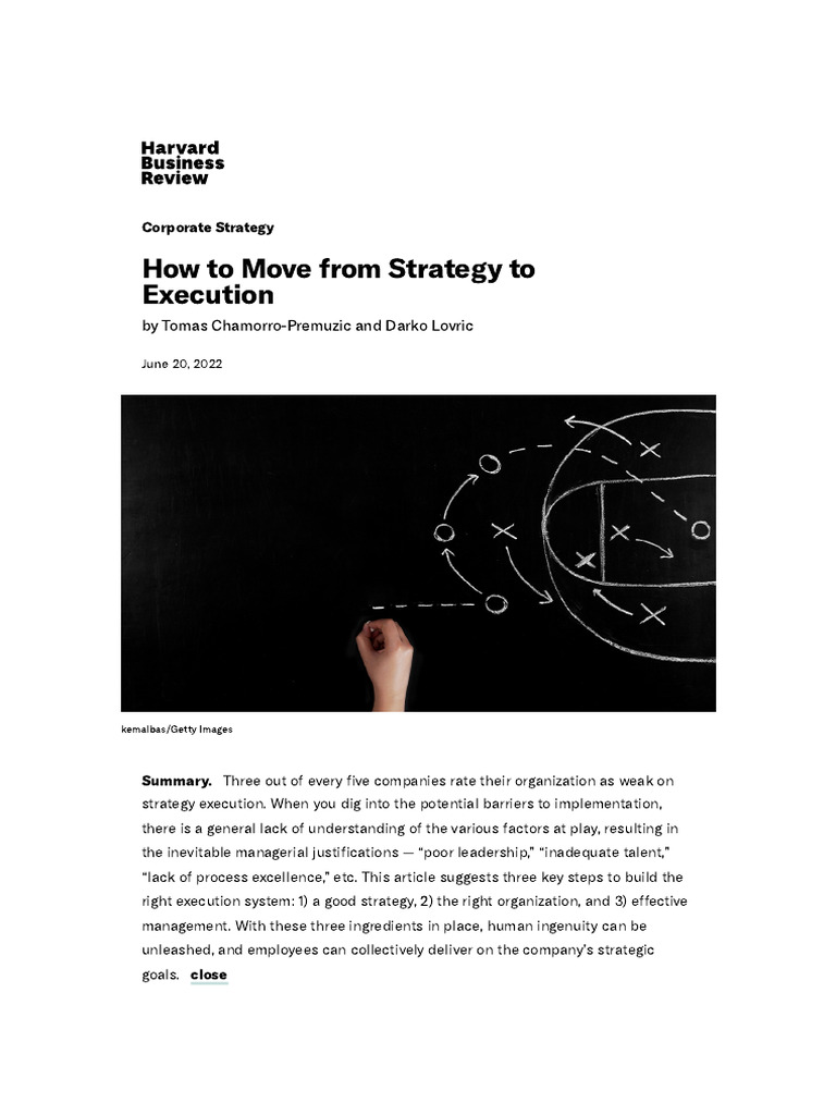 2022 - HBR - How To Move From Strategy To Execution | PDF | Top Down And Bottom Up Design ...