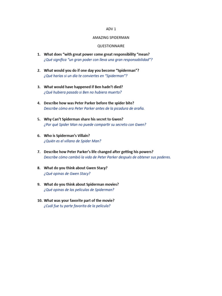 Preguntas de La Pelicula | PDF