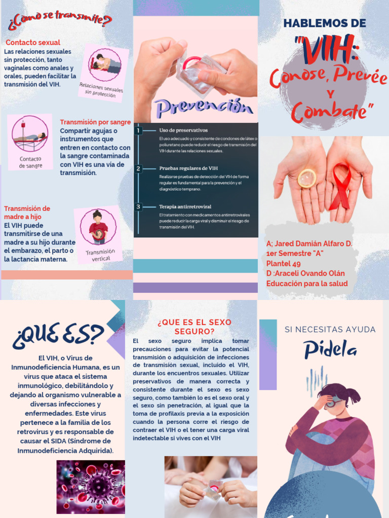 Tríptico EDUCACION PARA LA SALUD | PDF | VIH | Epidemiología