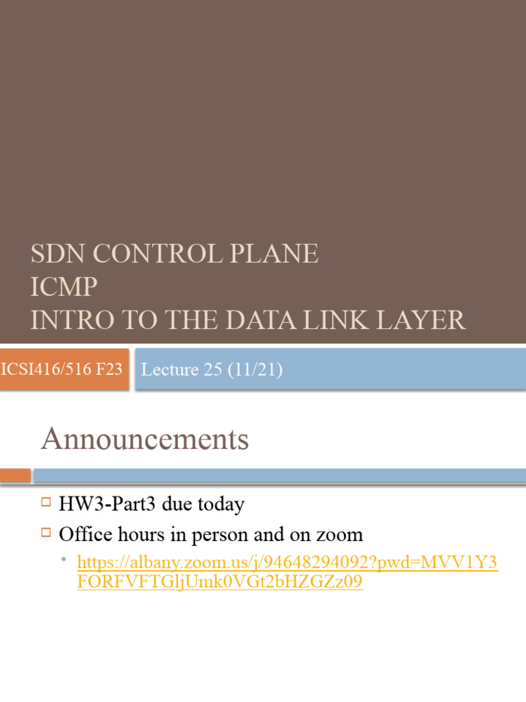 25 F23 SDN Control Plane ICMP Intro To DLL | PDF | Internet Protocols | Computer Network