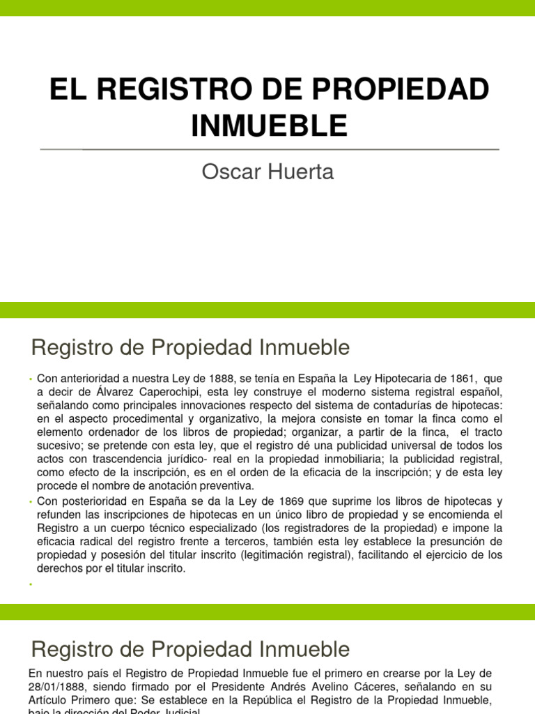 El Registro de Propiedad Inmueble | PDF | Propiedad | Ley de hipotecas
