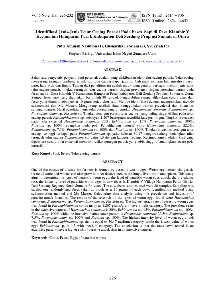 PARASITOLOGI (Telur Cacing) | PDF | Sains & Matematika