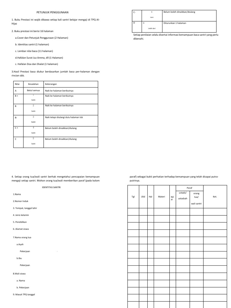 TPQ Buku Prestasi | PDF
