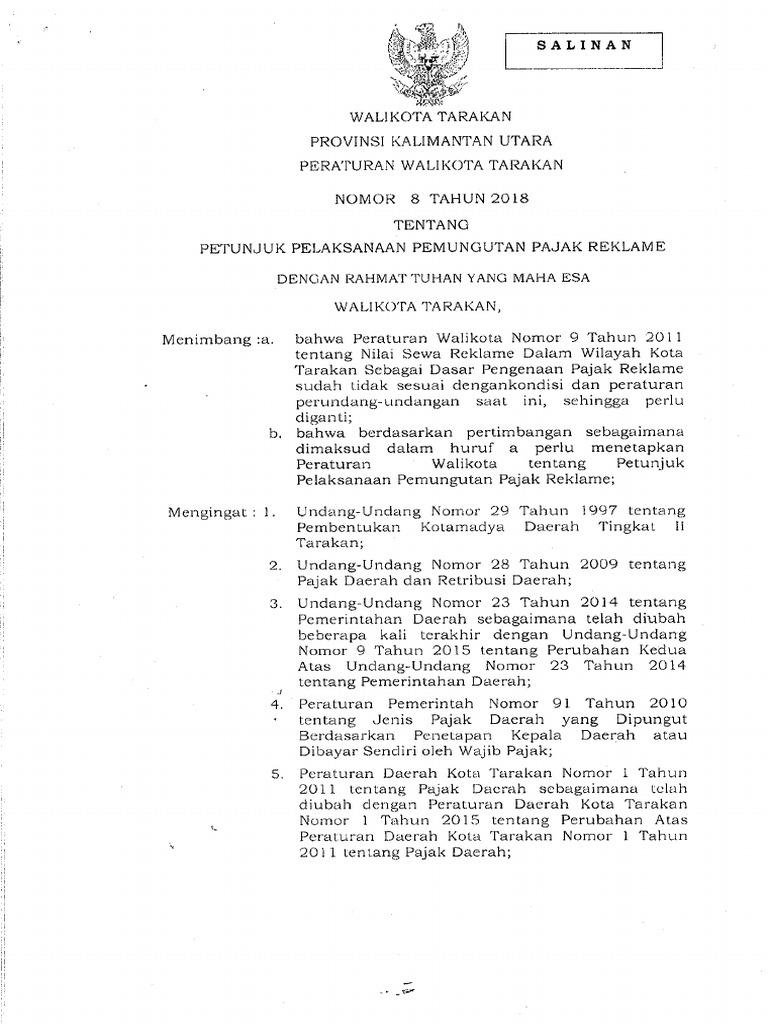 Perwali Reklame | PDF