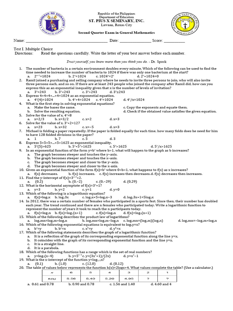 Second - Quarter - Test - Gen Math | PDF | Interest | Present Value
