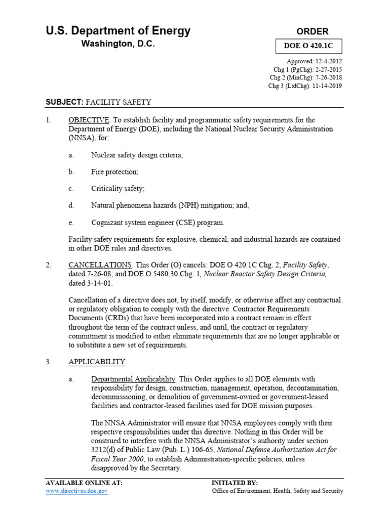 DOE O 420.1C - Facility Safety | PDF | United States Department Of ...