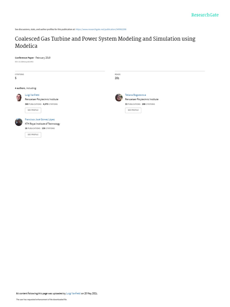 Coalesced Gas Turbine and Power System Modeling An | PDF | Gas Turbine | Simulation