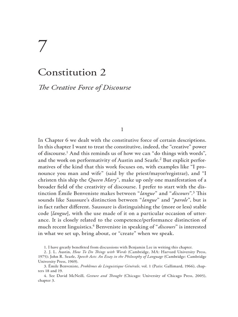 Constitution 2: TH e Creative Force of Discourse | PDF