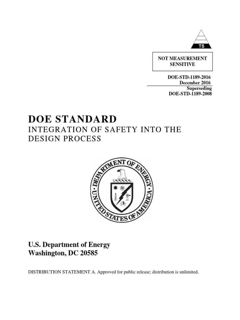 DOE-STD-1189-2016 - Integration of Safety Into The Design Process | PDF