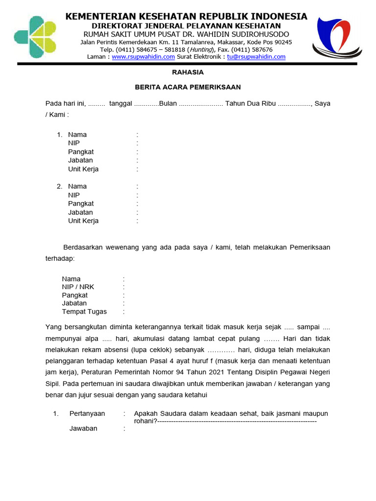 BAP Kosong - PP 94 Tahun 2021 | PDF | Karier & Perkembangan
