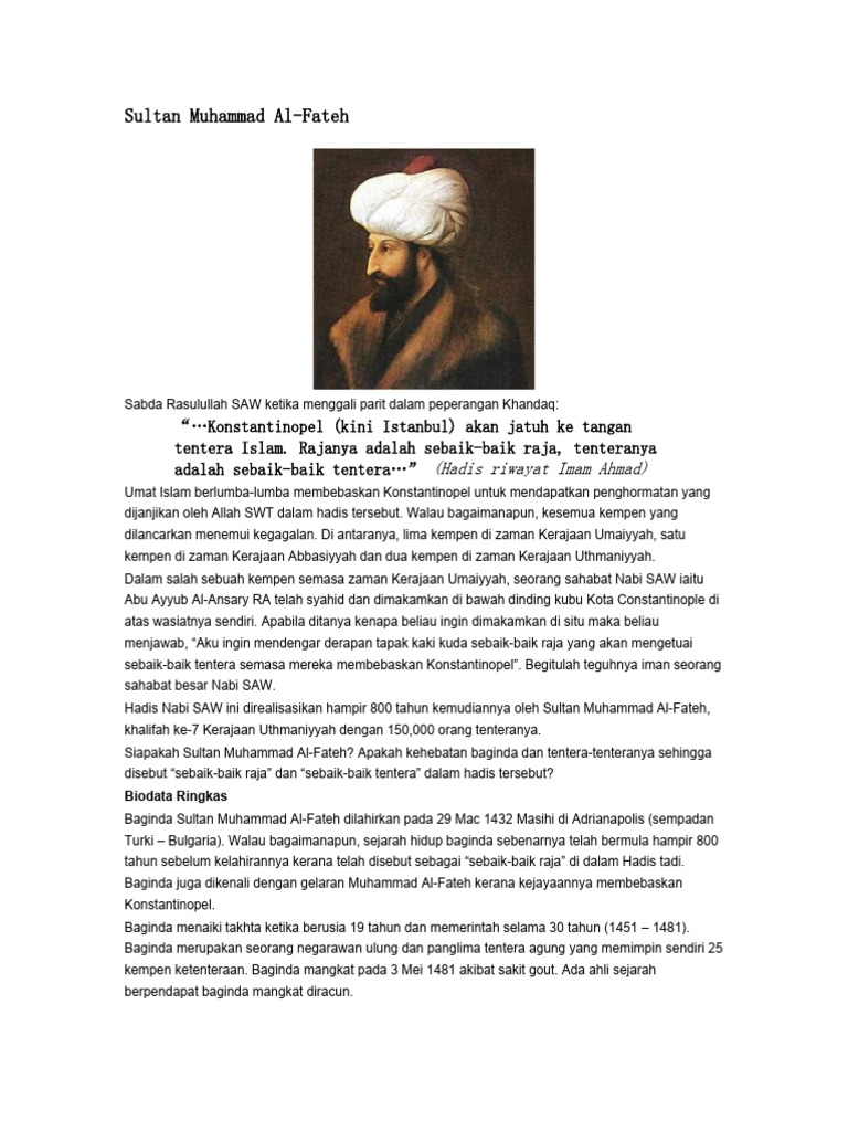 Kehebatan Sultan Muhammad Al-Fateh | PDF