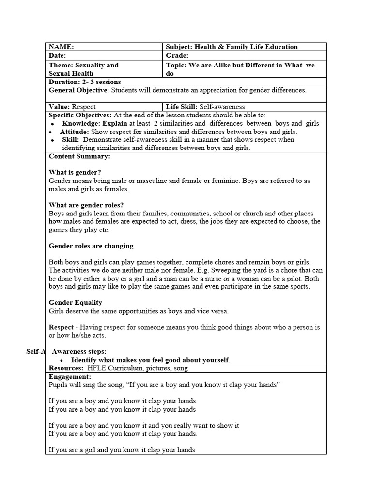 HFLE | PDF | Gender | Gender Studies