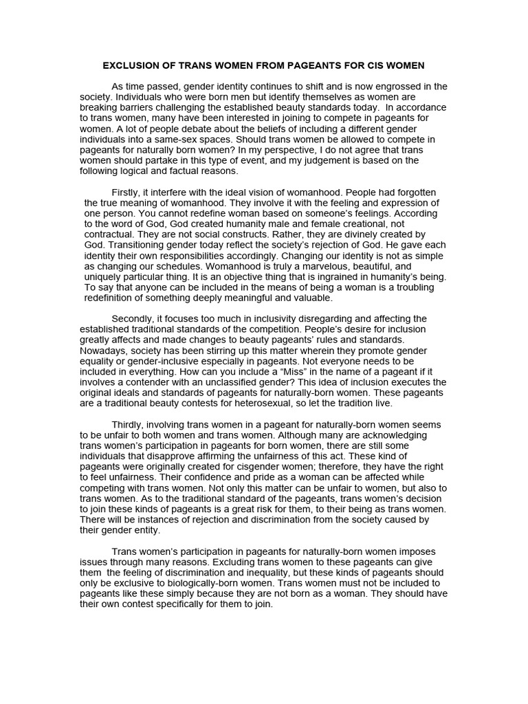 Argumentative Essay | PDF | Transgender | LGBTQIA+ Studies