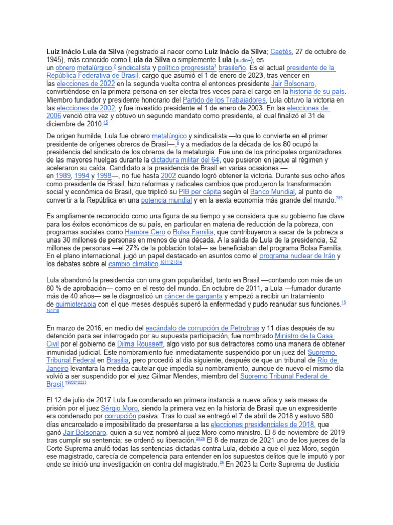 Lula Dasilva y El Derecho en Brazil | PDF | Luiz Inácio Lula Da Silva | Gobierno
