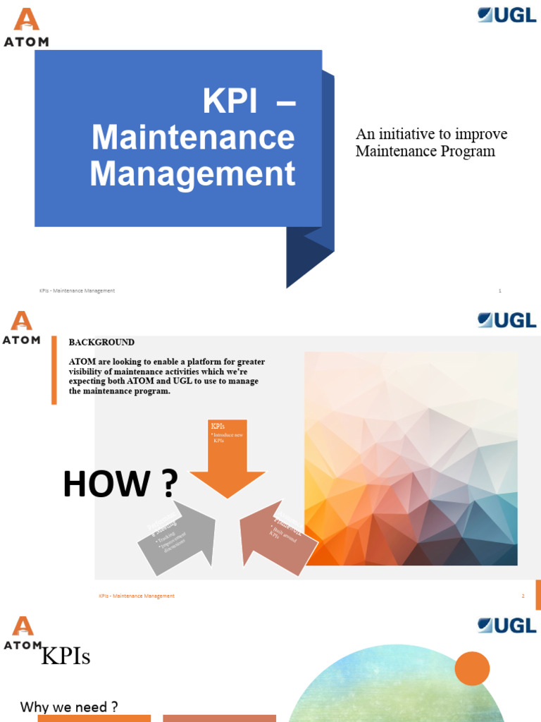 KPI - Maintenance Management Presentation | PDF