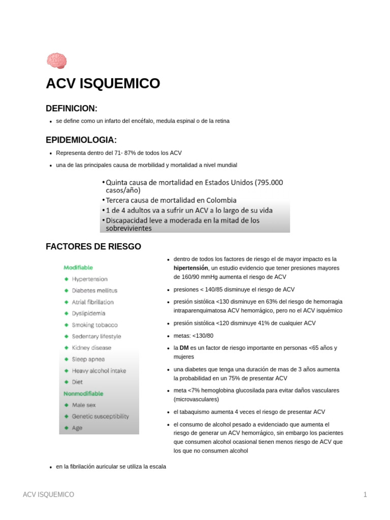 Acv Isquemico | PDF | Carrera | Isquemia