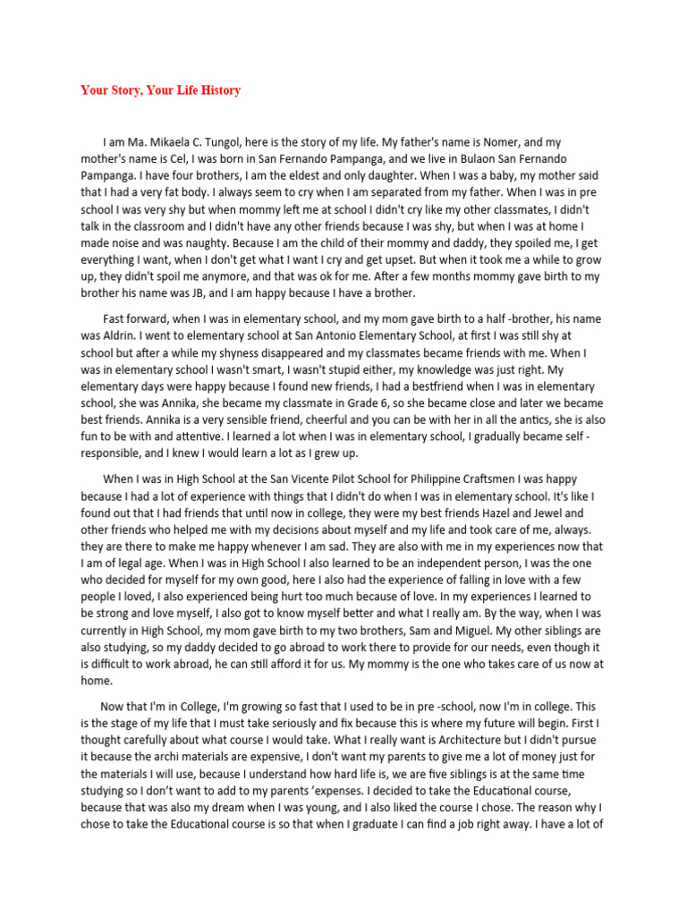Your Story, Your Life History | Download Free PDF | Sibling