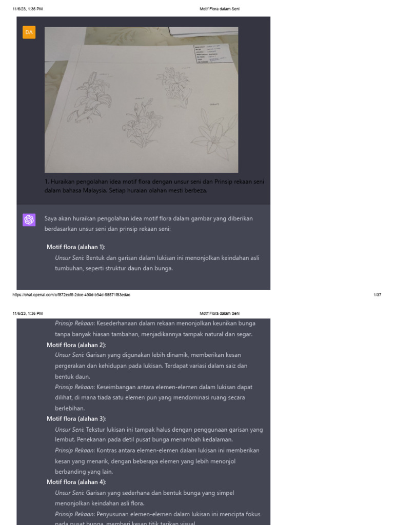 Pengolahan Motif Flora dalam Seni | PDF