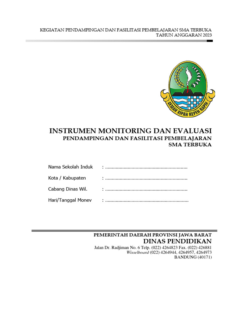 Instrumen Monev SMA Terbuka 2023 | PDF