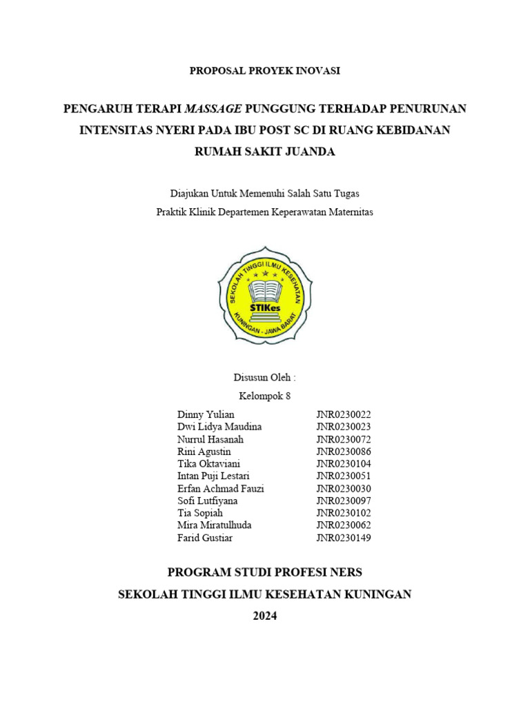 Proposal - Proyek - Inivasi - Kel. - 8 - Maternitas Fix | PDF