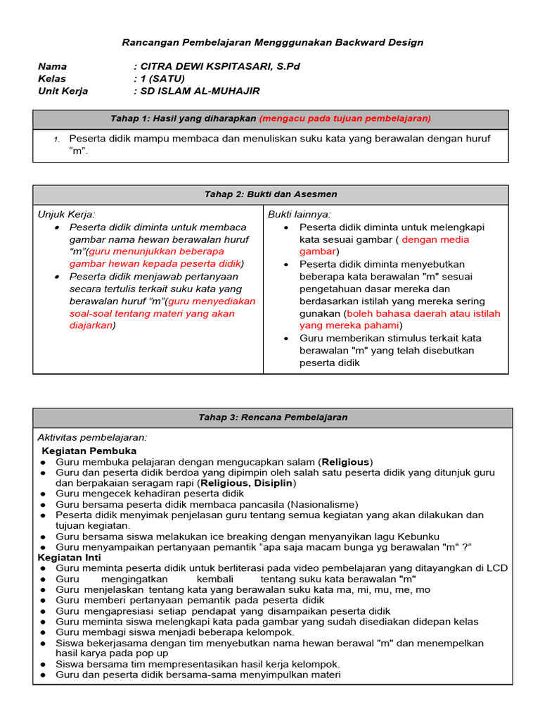 RPP Backward Design | PDF RPP Backward Design | PDF