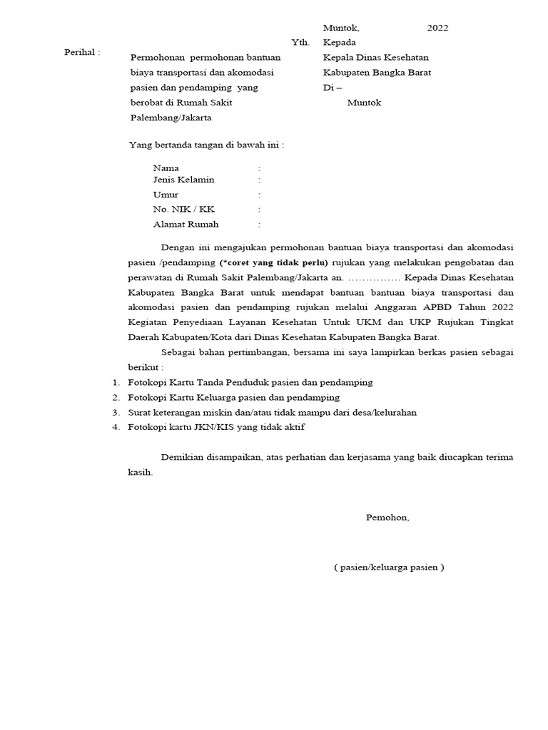 Berkas Pengajuan Ta Pasien Dan Pendamping 2022 | PDF | Ilmu Sosial