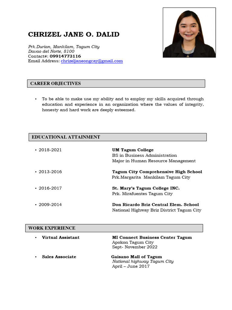 Chrizel Jane CV | PDF