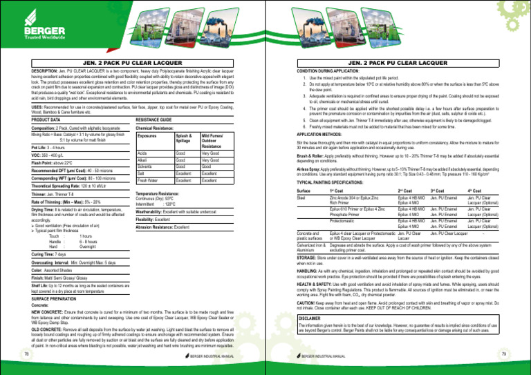 PU Clear Lacquer | PDF | Paint | Secondary Sector Of The Economy