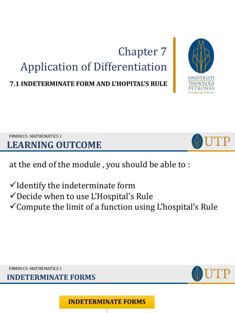 7A. Indeterminate Form and LHospital Rule | PDF | Derivative ...