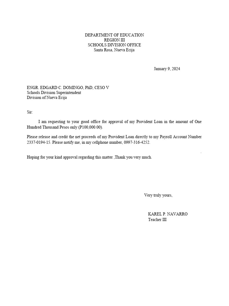 Pf Letter Request Pdf
