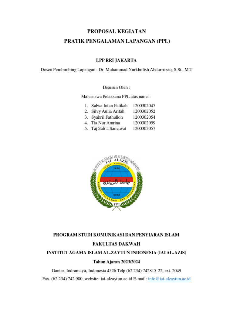 Proposal PPL di LPP RRI Jakarta | PDF | Karier & Perkembangan | Bisnis