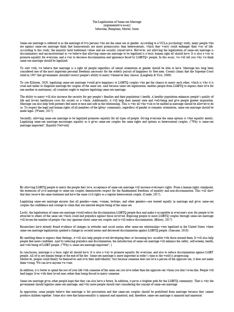 The Legalization of Same | PDF | Same Sex Marriage | Marriage