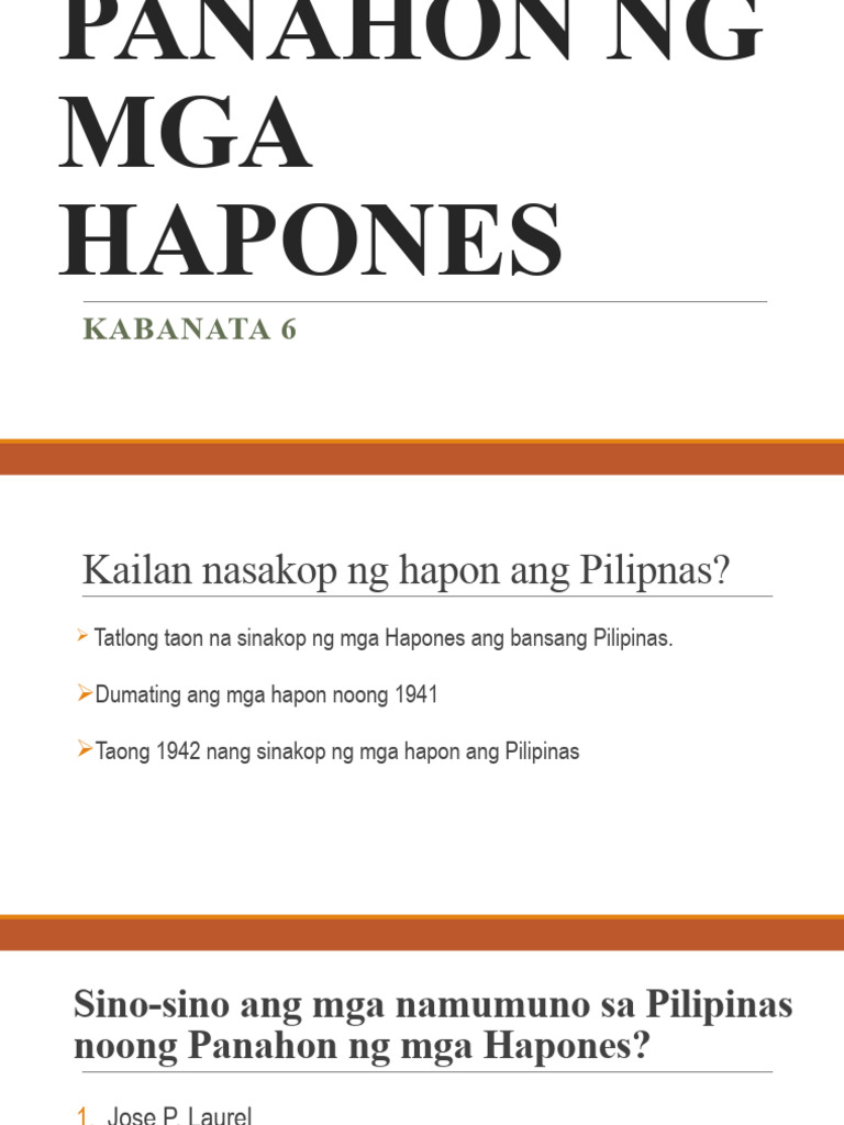 Panahon NG Mga Hapones | PDF