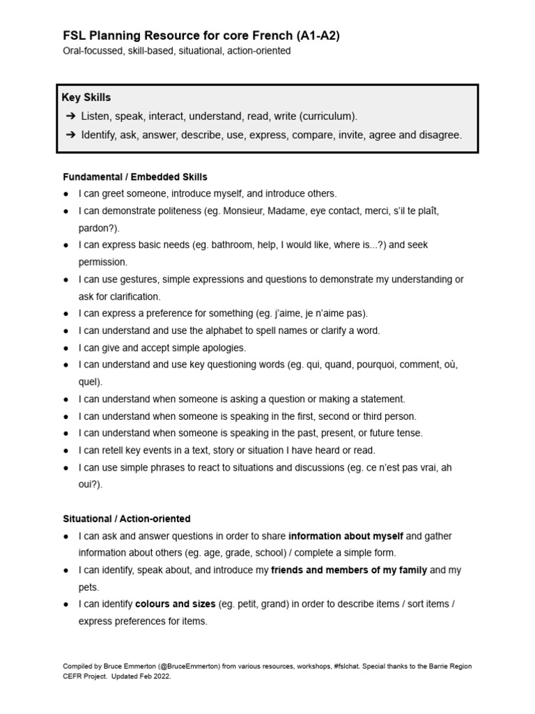 FSL Planning Resource 202202 | PDF | Linguistics