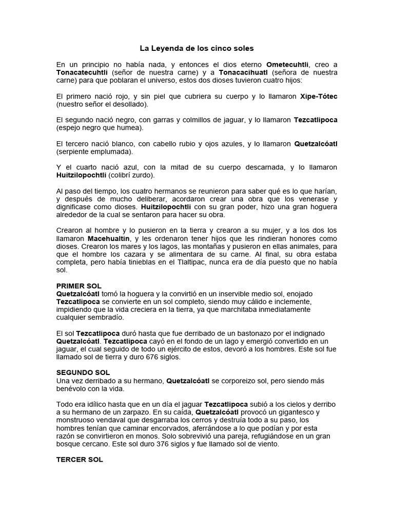 14.1 La Leyenda de los Cinco Soles. | PDF | azteca 14.1 La Leyenda de los Cinco Soles. | PDF | azteca