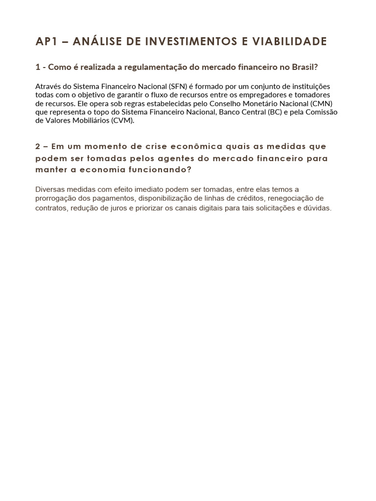 AP1 - Análise de Investimentos e Viabilidade | PDF
