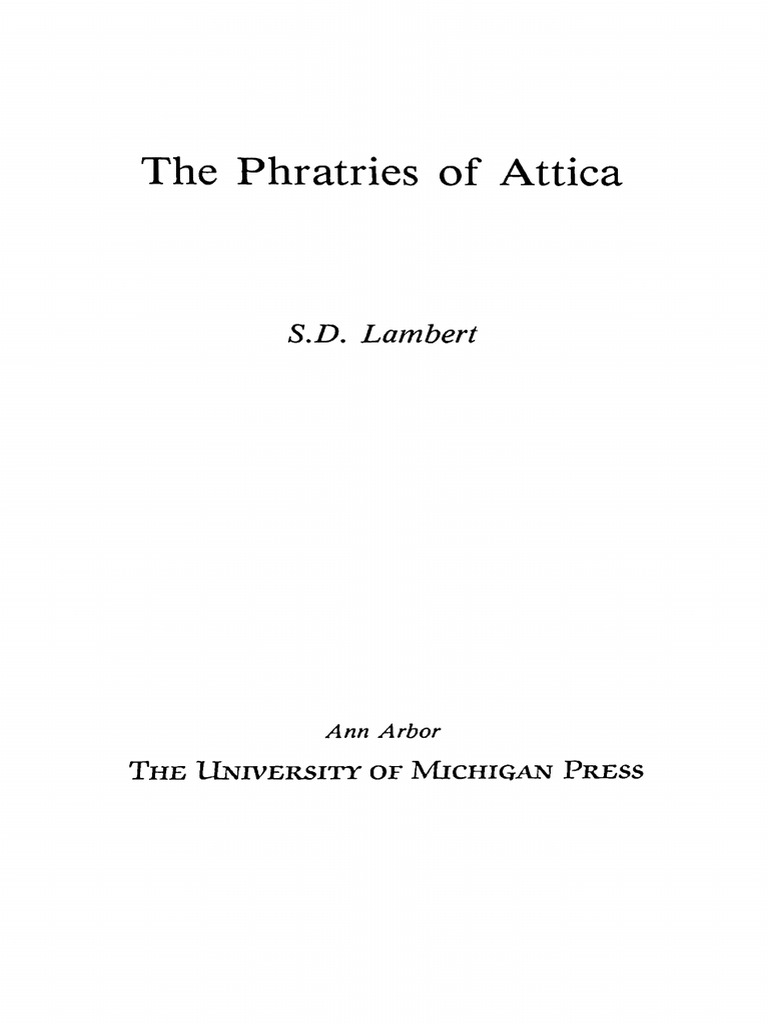 S.D. Lambert - The Phratries of Attica-University of Michigan Press ...