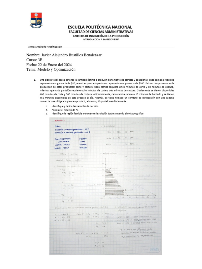 Modelo y Optimización - Bustillos - Javier | PDF | Optimización Matemática | Alimentos