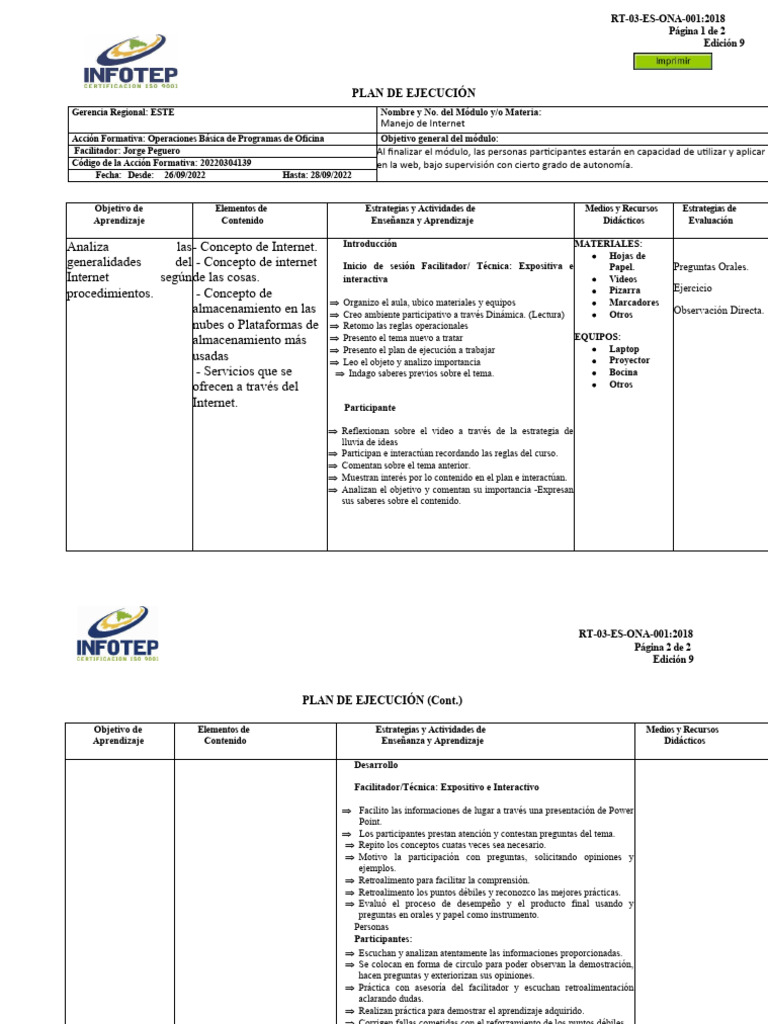 EJECUCION MADRE CRE - 2 .1 Int. | PDF | Informática