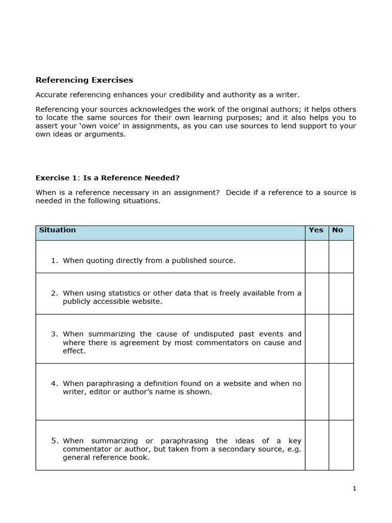 Referencing Exercises | PDF | Citation | Primary Sources