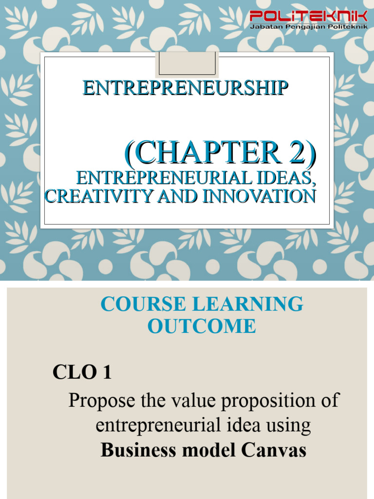 Chapter 2 Entrepreneurial Ideas, Creativity & Innovation | PDF ...