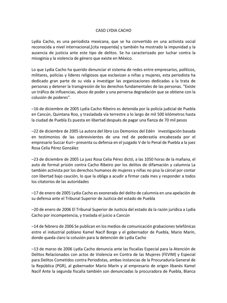 Caso Lydia Cacho | PDF | Crímenes | Crimen y violencia