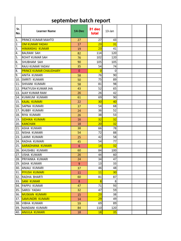 September Batch Report | PDF