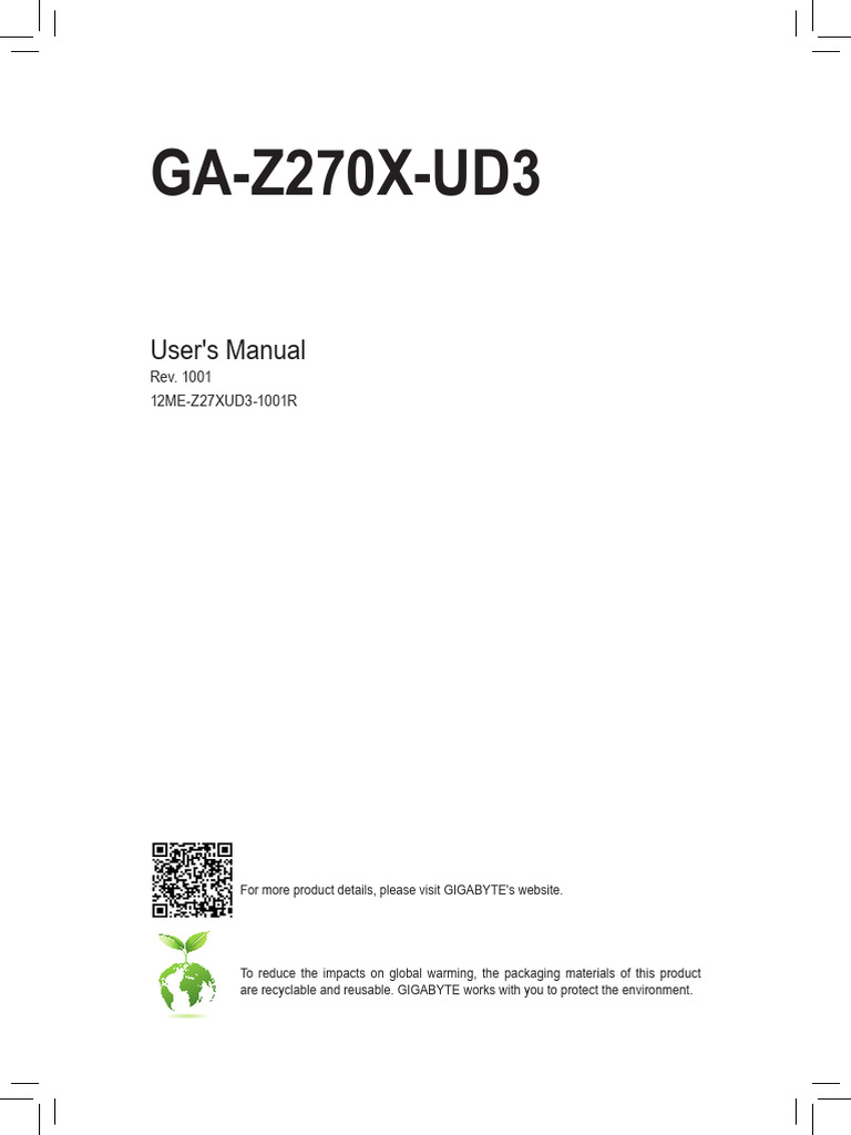MB Manual Ga-z270x-Ud3 e | PDF | Electronics | Computer Architecture
