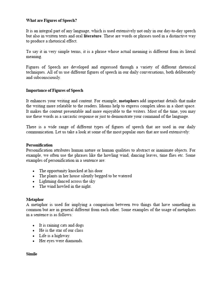 Figures of Speech Explained | PDF | Metaphor | Linguistics