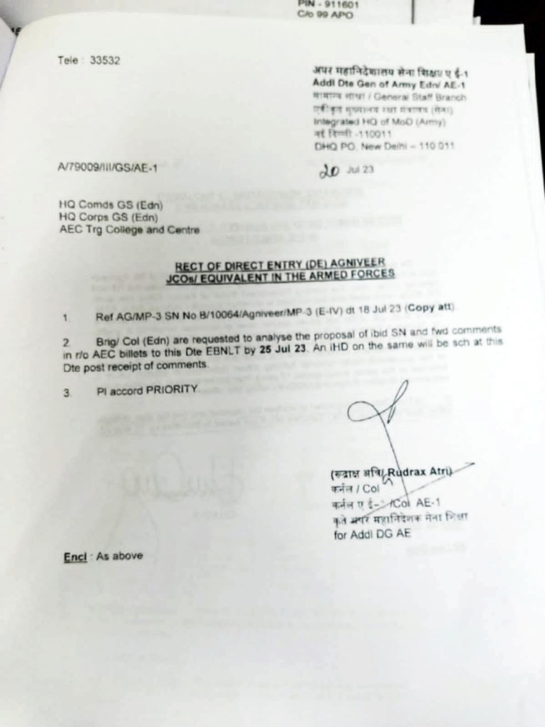 Direct Entry of Agniveer JCO | PDF